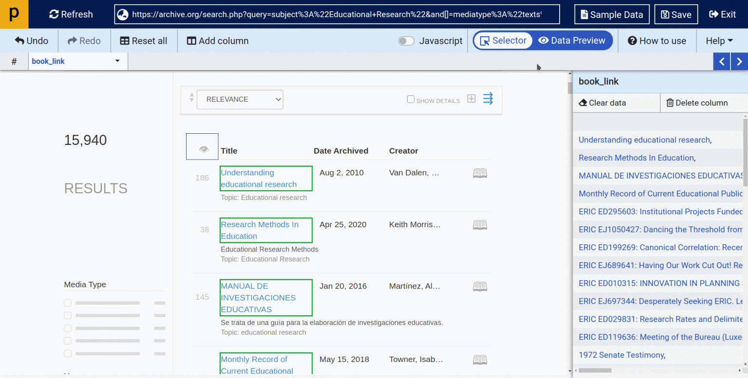 How to Easily Scrape Books and Other Media from Archive.org - ProWebScraper